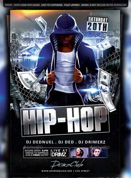 Free Hip Hop Flyer Templates Free PSD Ai Word InDesign Formats